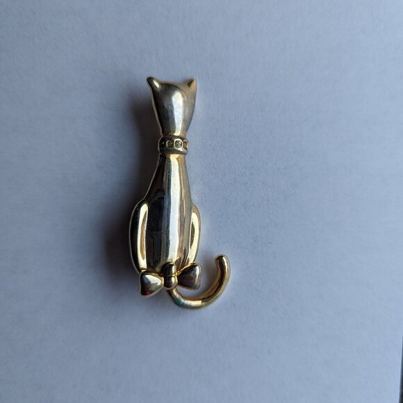 AAI | Jewelry | Aai Gold Tone Cat Articulated Tail Swinging Tail Brooch ...